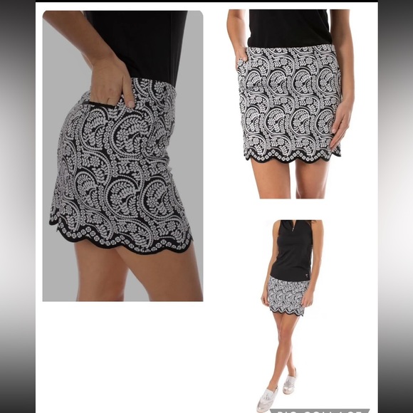 Golftini | Shorts | Golftini Nwt Blackwhite Abbey Road Scalloped Skort ...